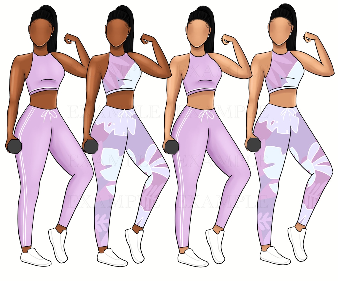 Workout Clipart Black Woman Workout Clipart African American - Etsy