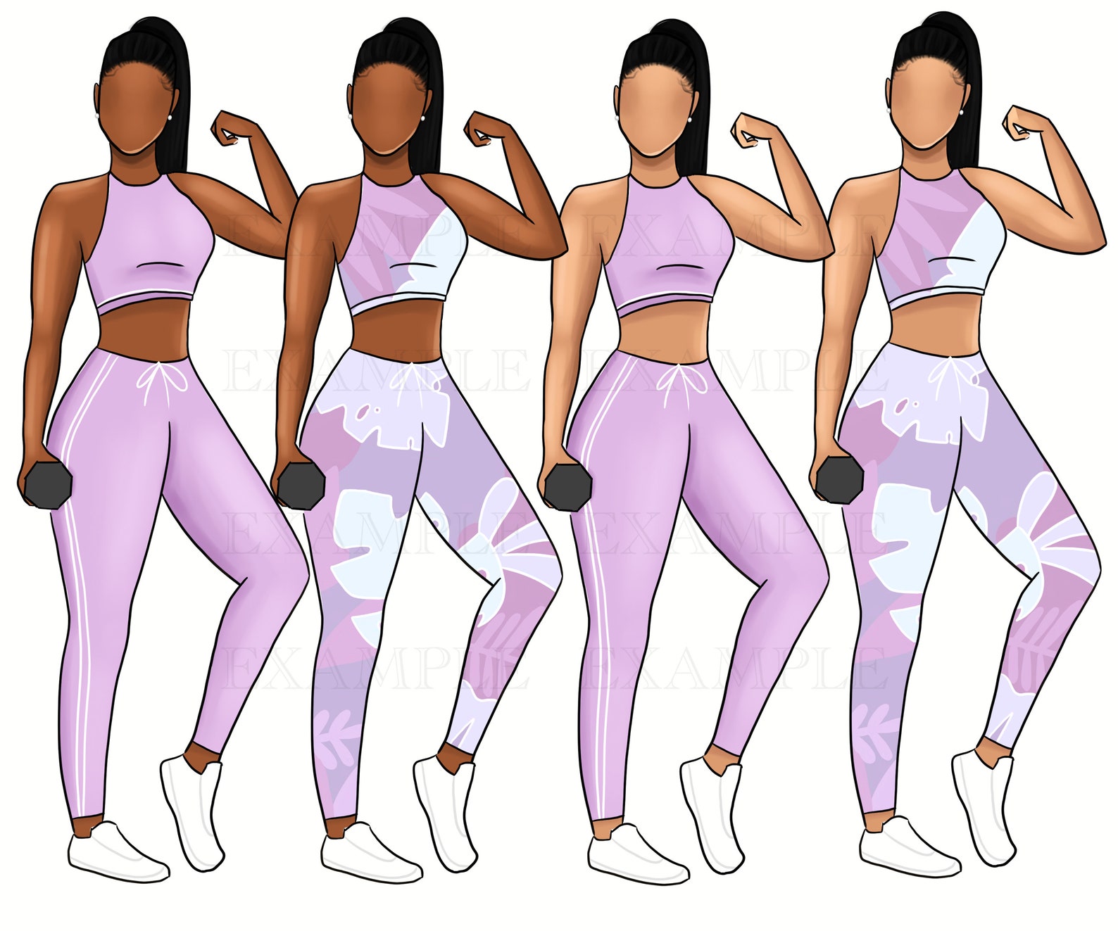 Workout Clipart, Black Woman Workout Clipart, African American Clipart ...