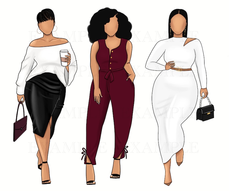 Curvy Clipart Fashion Clipart Plus Size Clipart Digital - Etsy