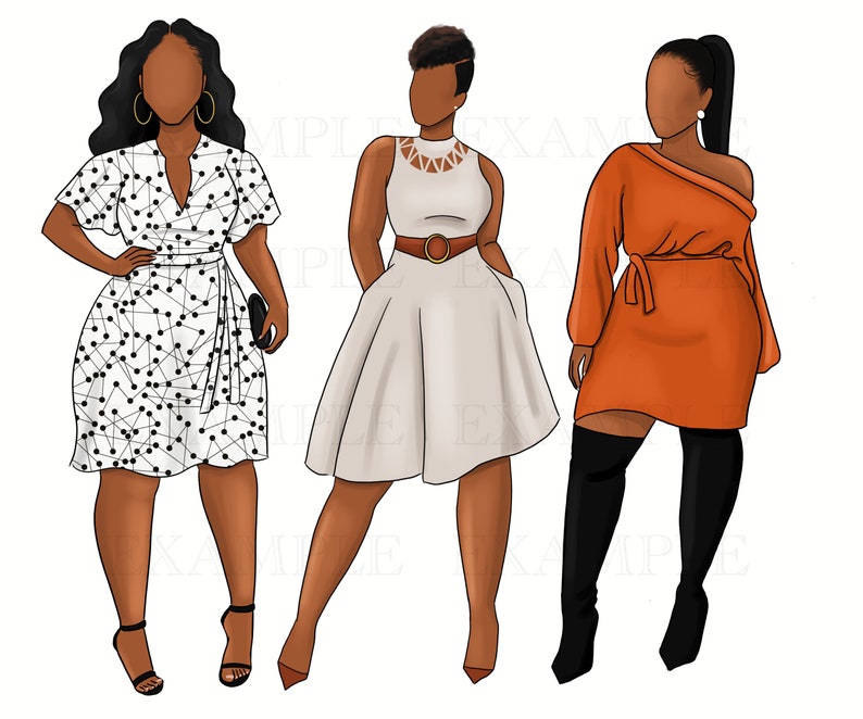Curvy Clipart Fashion Clipart Plus Size Clipart Digital - Etsy
