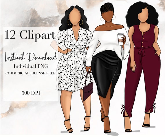 Curvy Clipart Fashion Clipart Plus Size Clipart Digital - Etsy UK