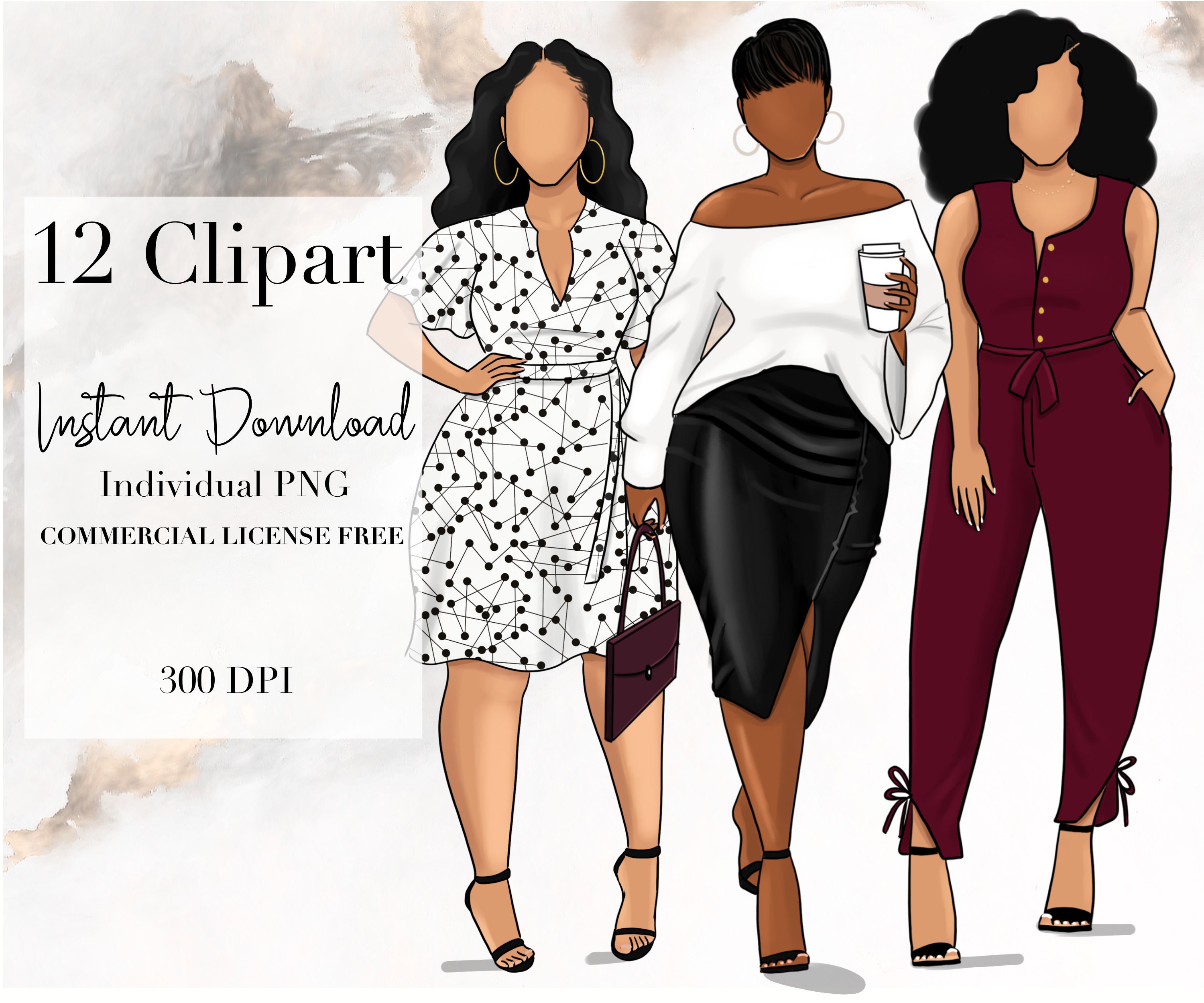 Curvy Clipart Fashion Clipart Plus Size Clipart Digital - Etsy Canada