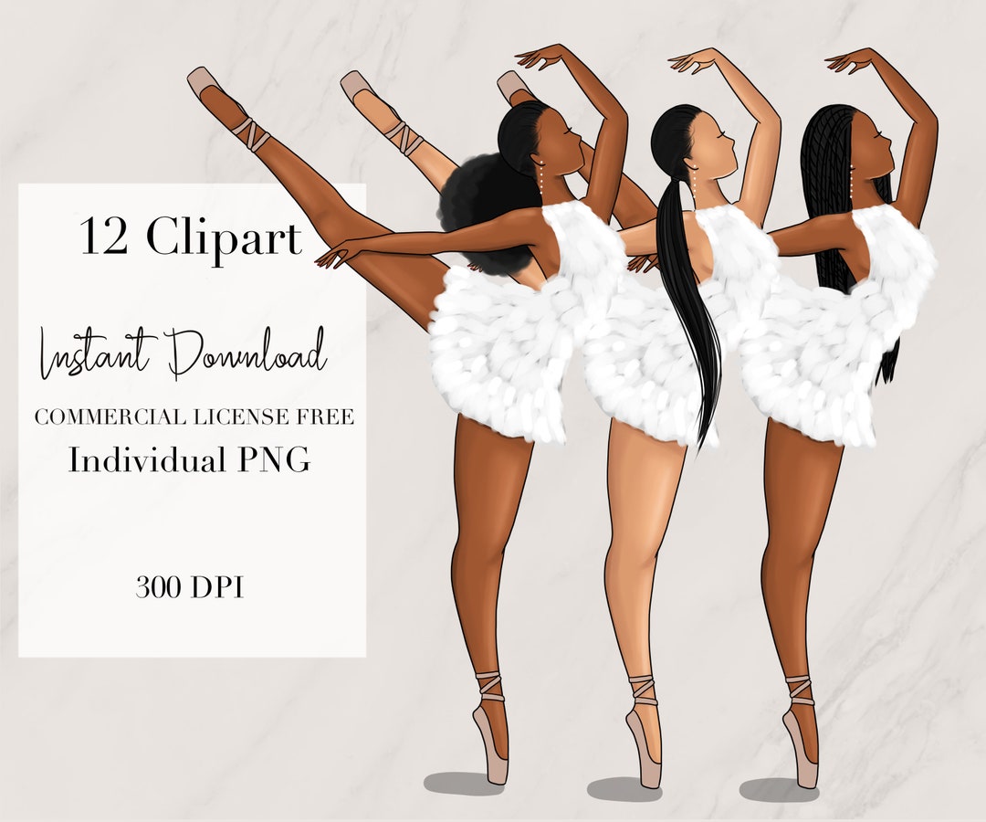 Ballerina Clipart, Black Ballerina Clipart, African American Clipart ...