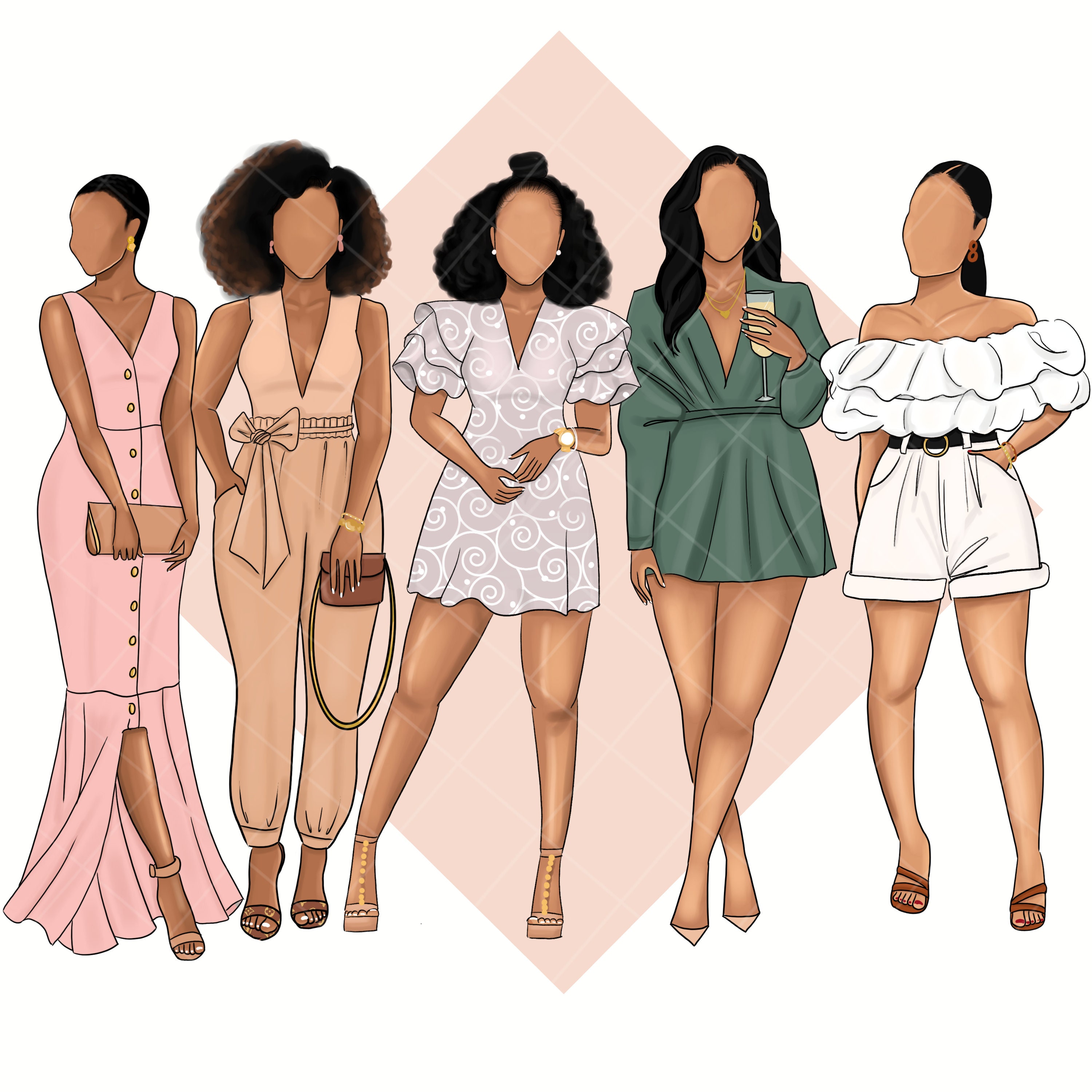 Fashion Clipart for Personal and Commercial Use PNG Digital | Etsy