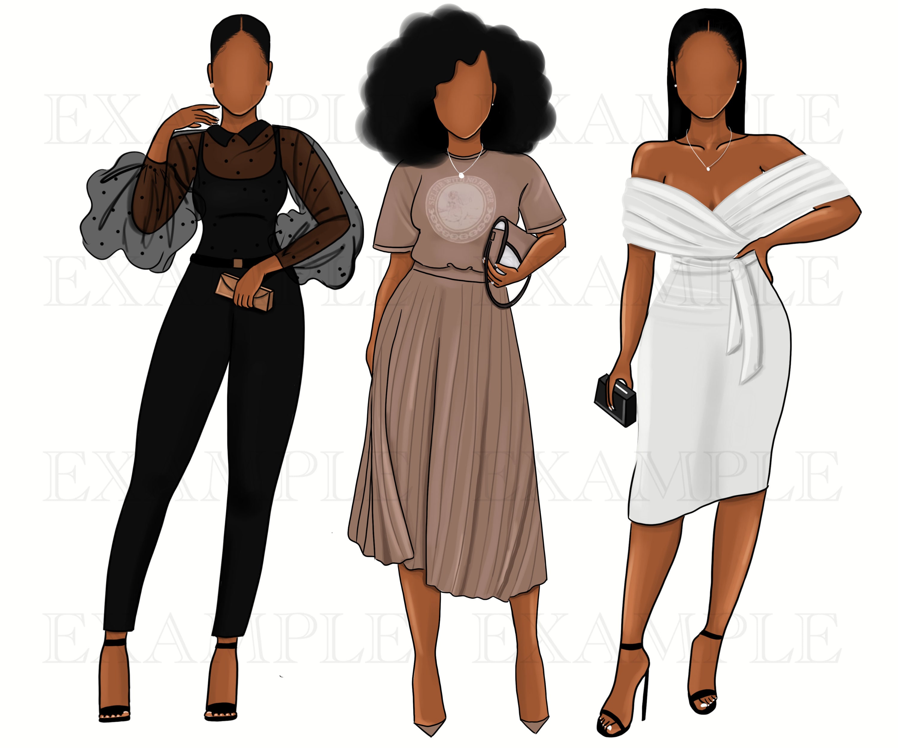 Black Woman Clipart Fashion Clipart Digital Stickers Boss | Etsy