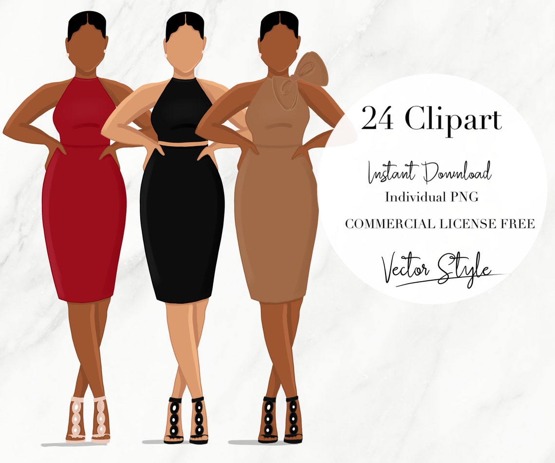 Black Woman Clipart Fashion Clipart African American - Etsy