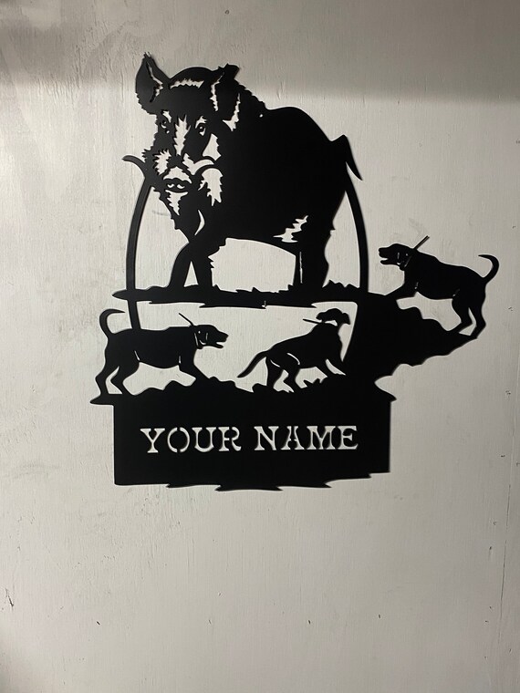 Hog Hunting Monogram Hog Hunting Metal Sign Dogs Baying Hog | Etsy
