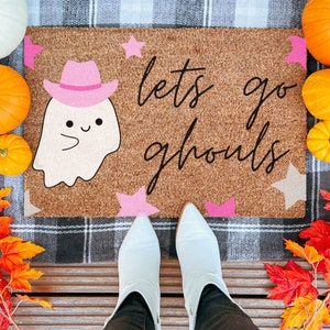Western Aesthetic Pink Ghost Cowboy Doormat Lets Go Ghouls Doormat ...