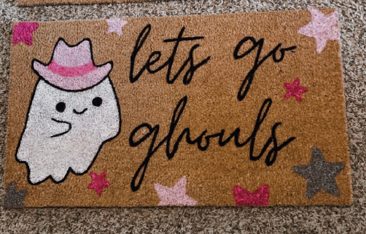 Western Aesthetic Pink Ghost Cowboy Doormat Lets Go Ghouls - Etsy