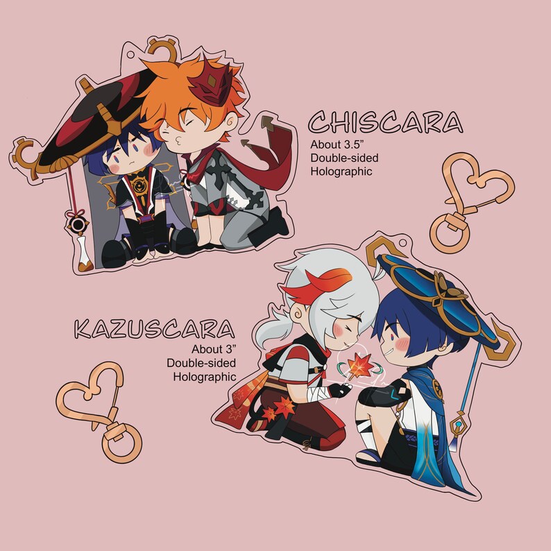 Genshin Impact Chiscara & Kazuscara Holographic Charms - Etsy