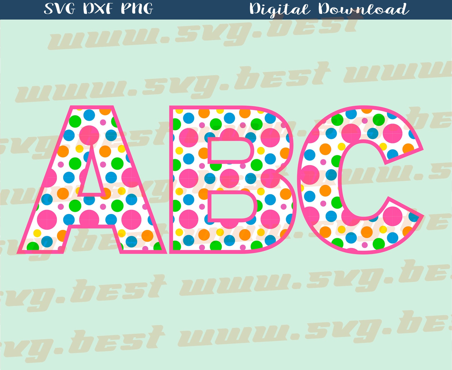 Polka Dot Alphabet Clipart: SVG, DXF, PNG (digital Download) - Etsy