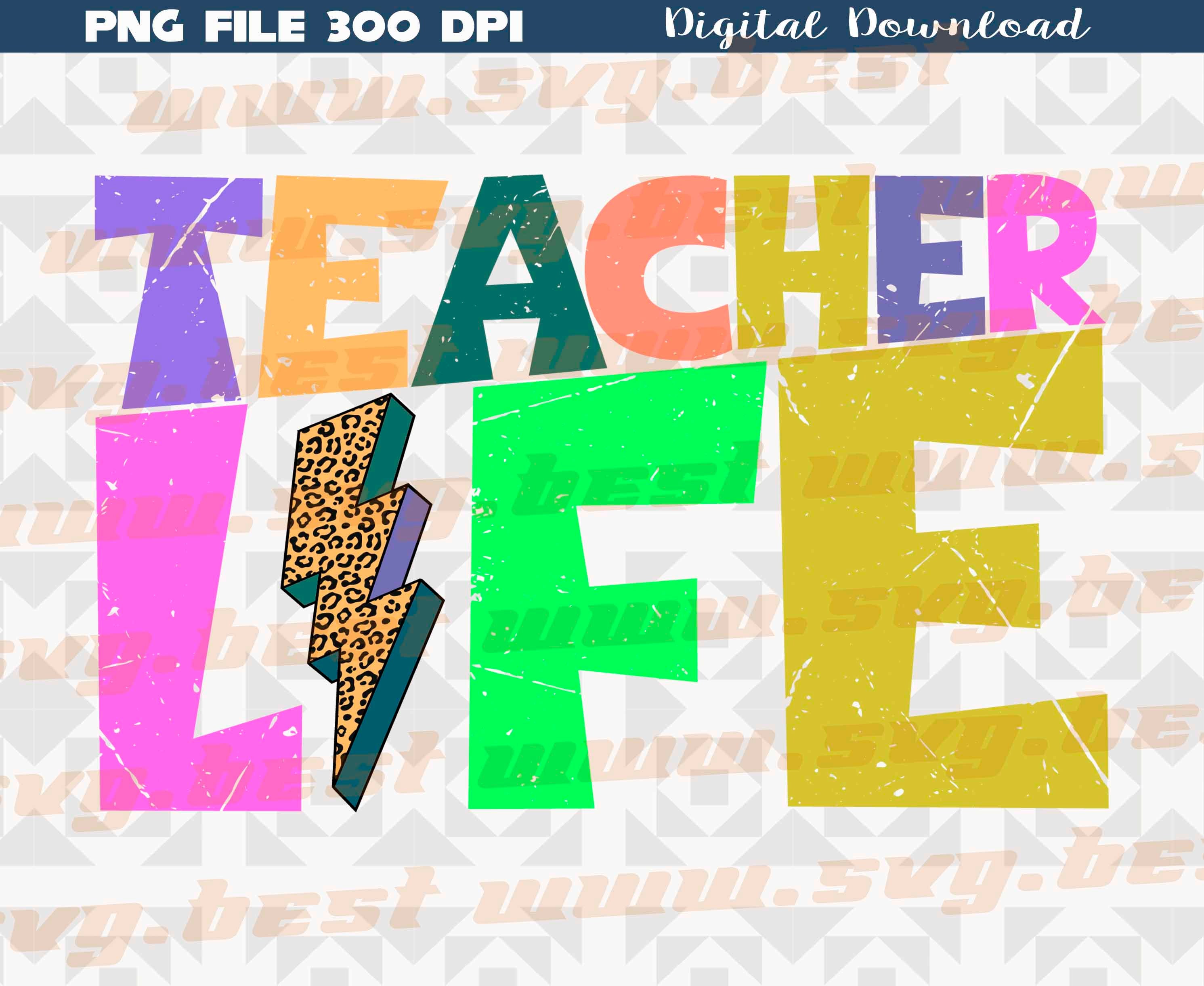 Teacher Life PNG Teacher Life Colorful Distressed Leopard - Etsy