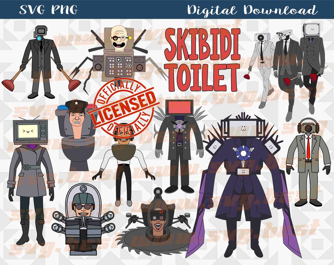 Skibidi Toilet Vector Files: T-shirt Designs, Clipart Bundle (SVG, PNG ...
