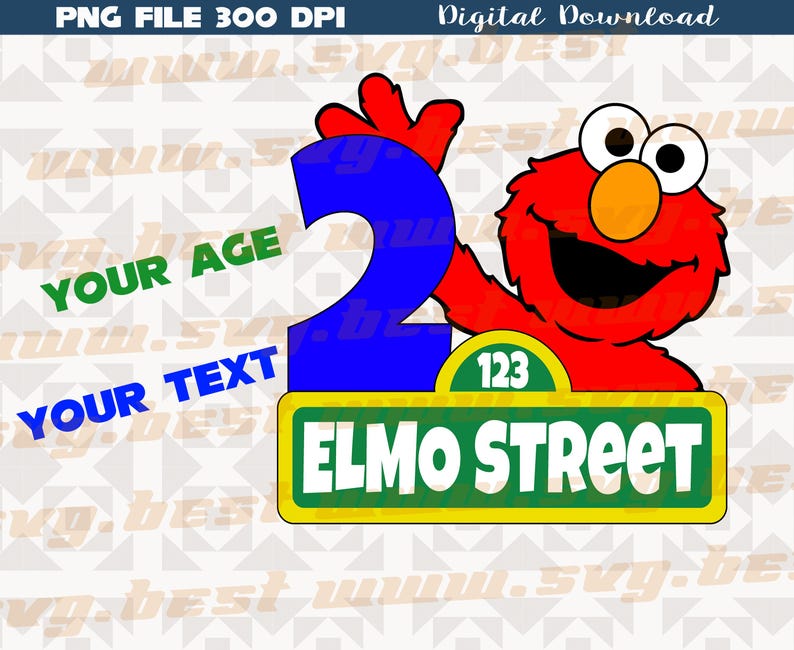 Custom Elmo Street Birthday PNG: Personalized Party Design (digital ...