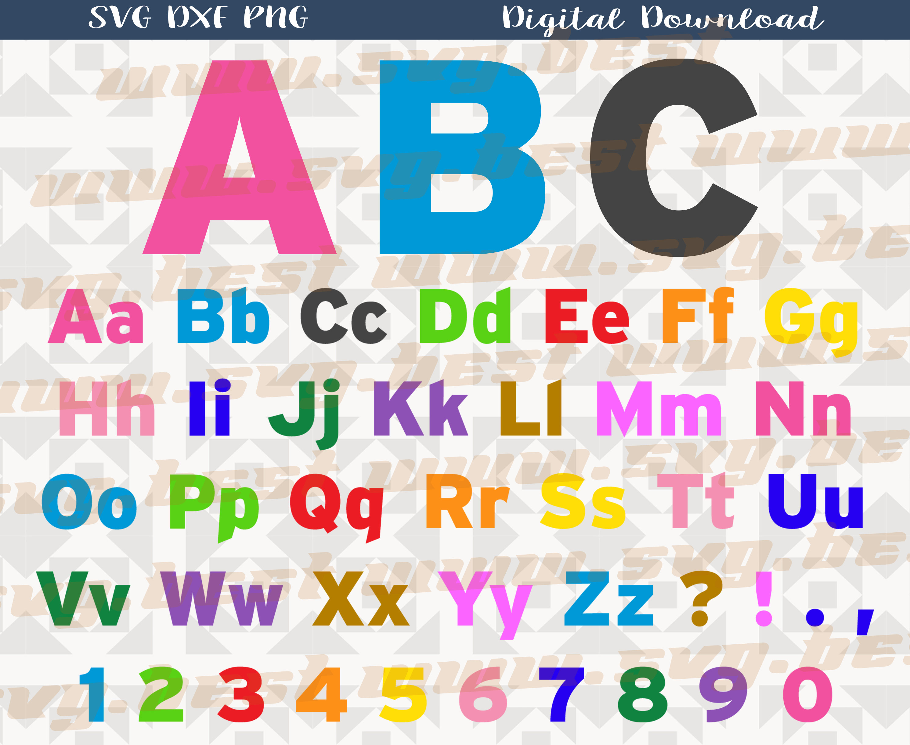 Colorful Alphabet Clipart: SVG, PNG, DXF (digital Download) - Etsy