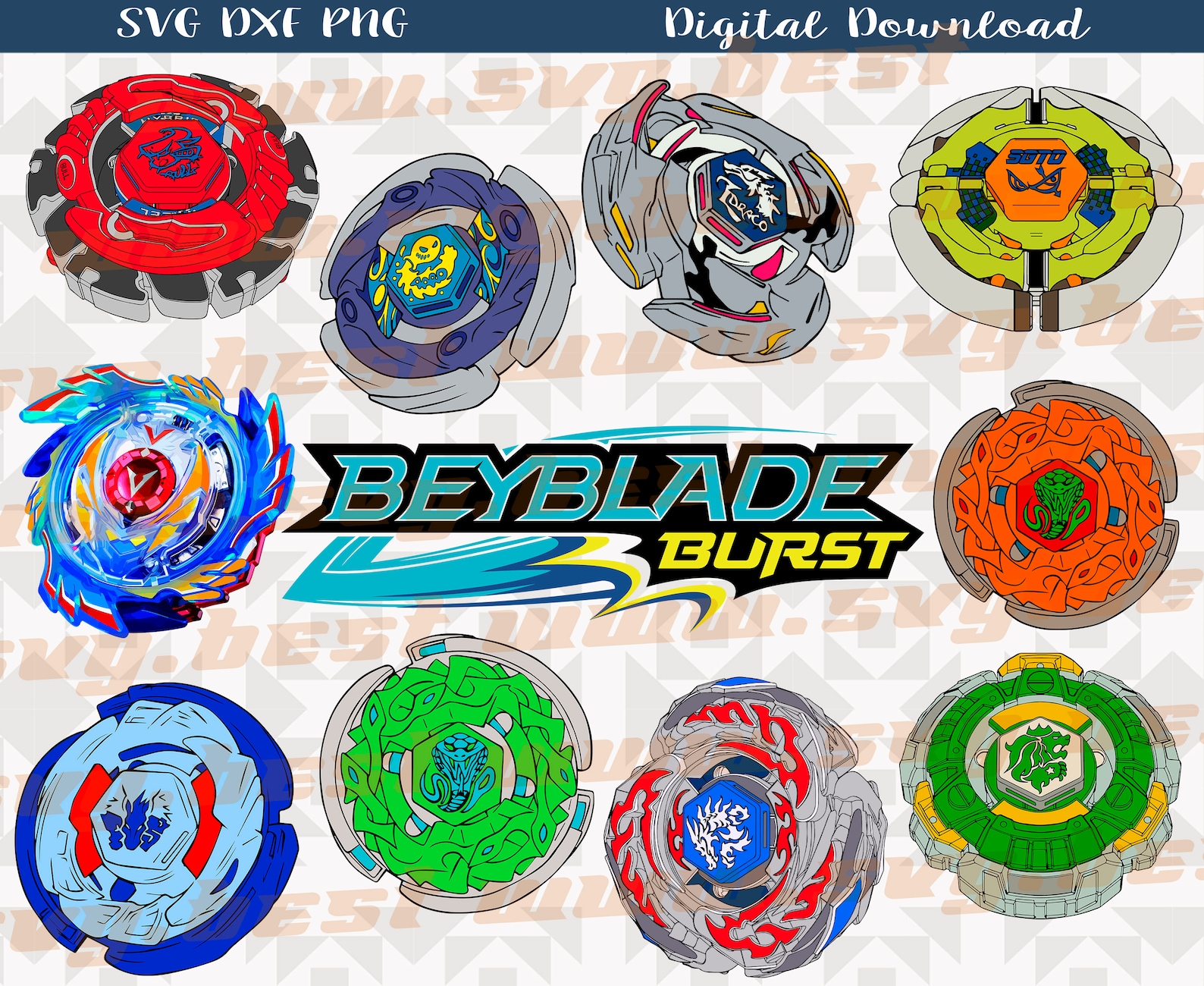 Beyblade Burst Designs: Fridge Magnets Clipart Bundle (SVG, DXF, PNG ...