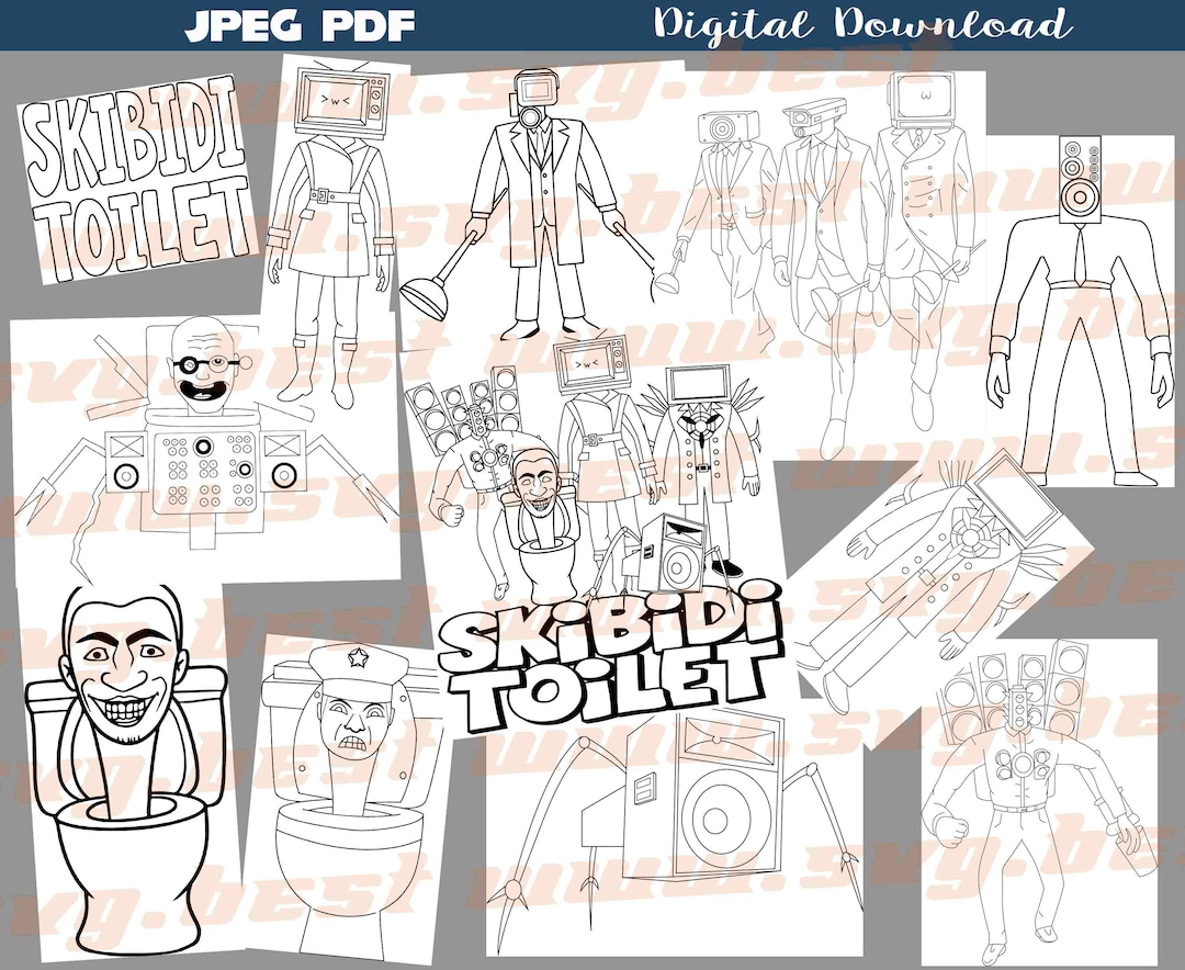 12 Cute Skibidi Toilet Coloring Pages JPEG PDF - Etsy UK