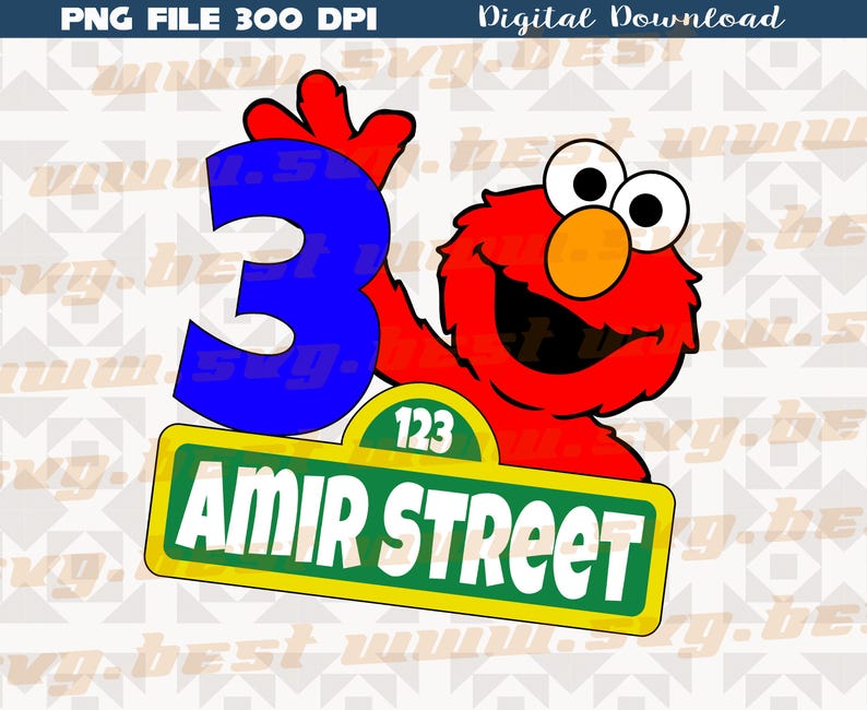 Custom Elmo Street Birthday PNG: Personalized Party Design (digital ...
