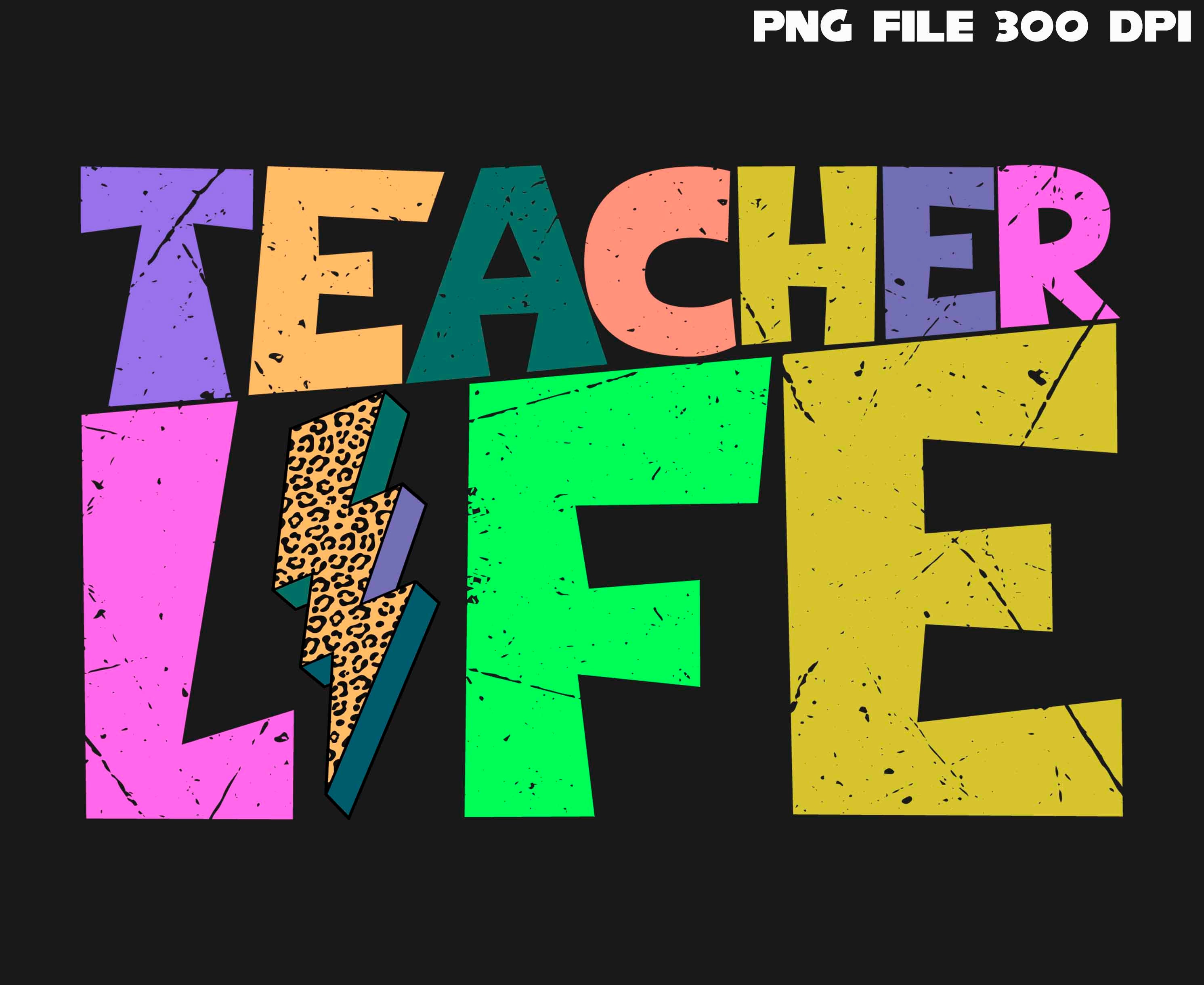 Teacher Life PNG Teacher Life Colorful Distressed Leopard - Etsy