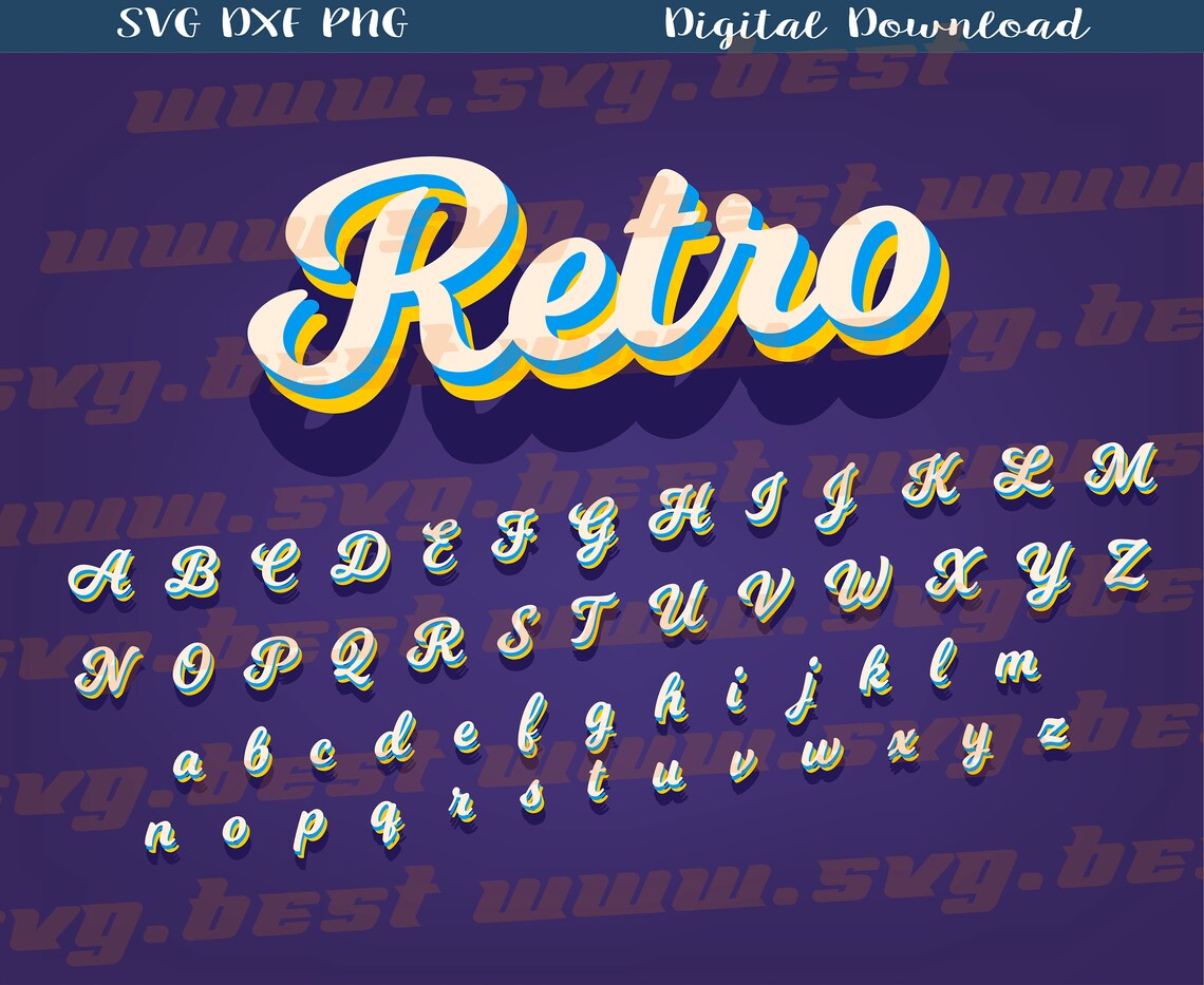 Retro Alphabet Clipart, Vector PNG SVG DXF Files (digital Download) - Etsy