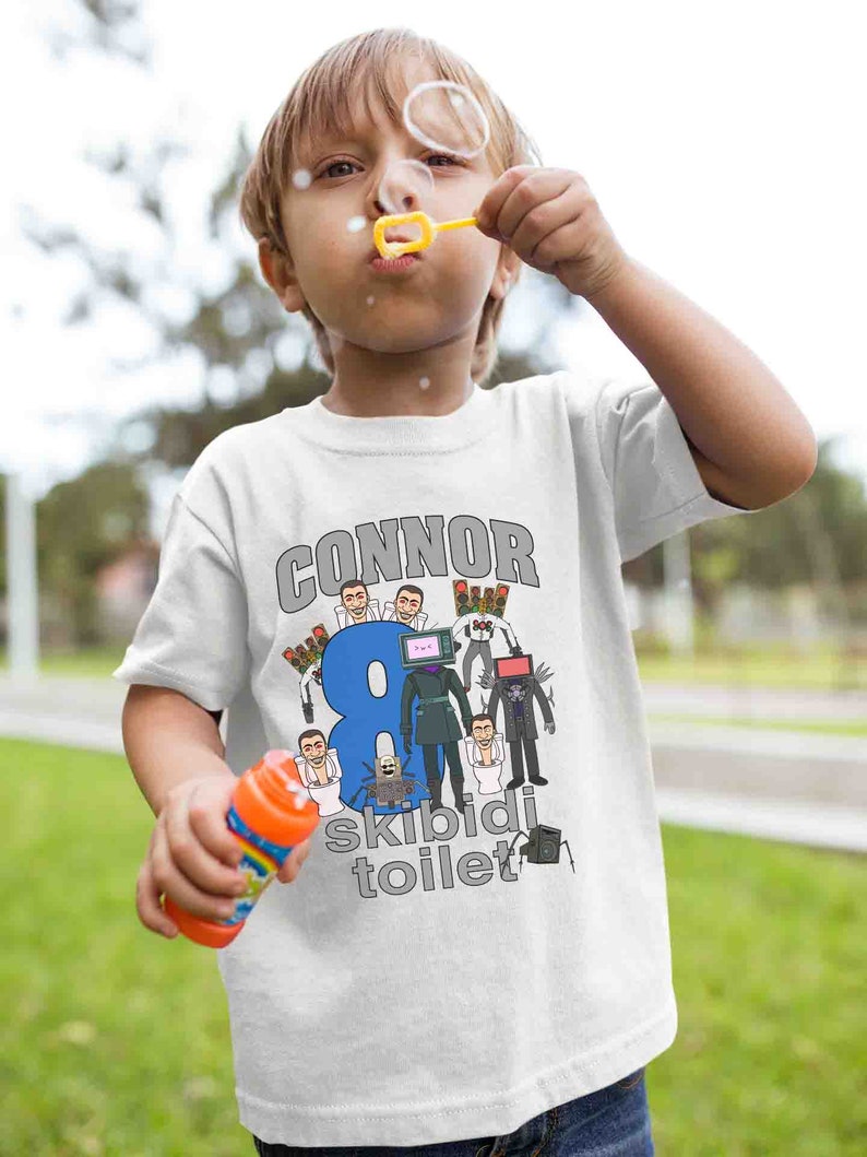Skibidi Toilet Birthday PNG: Custom Name & Age T-shirt Design (digital ...