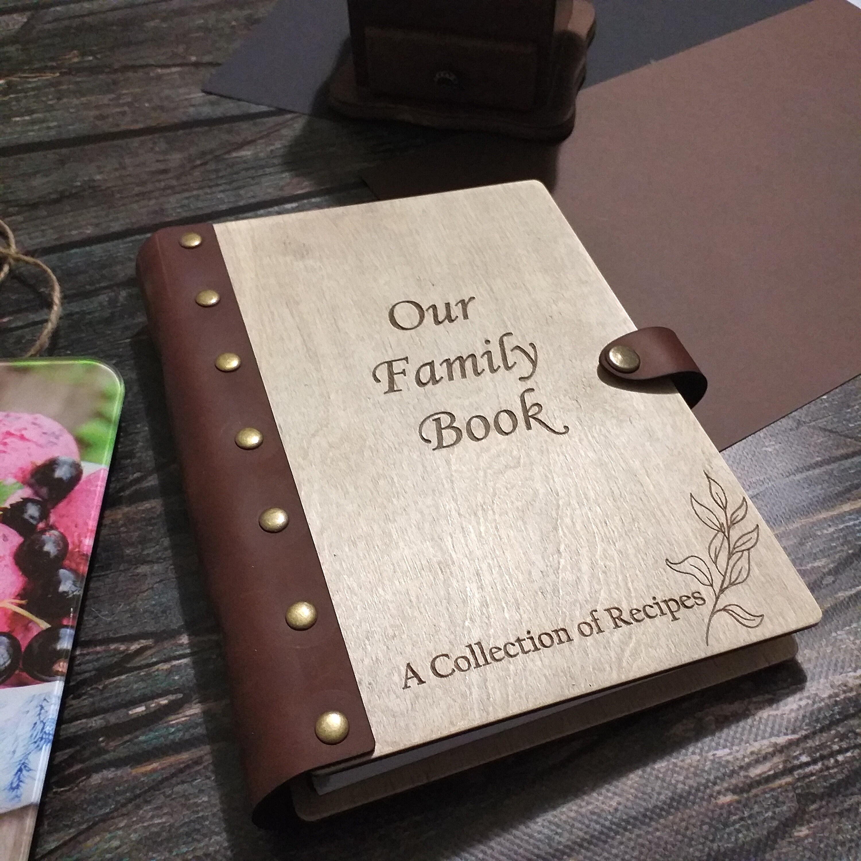 Family heirloom Recipe Book Binder Wooden Cookbook | Etsy