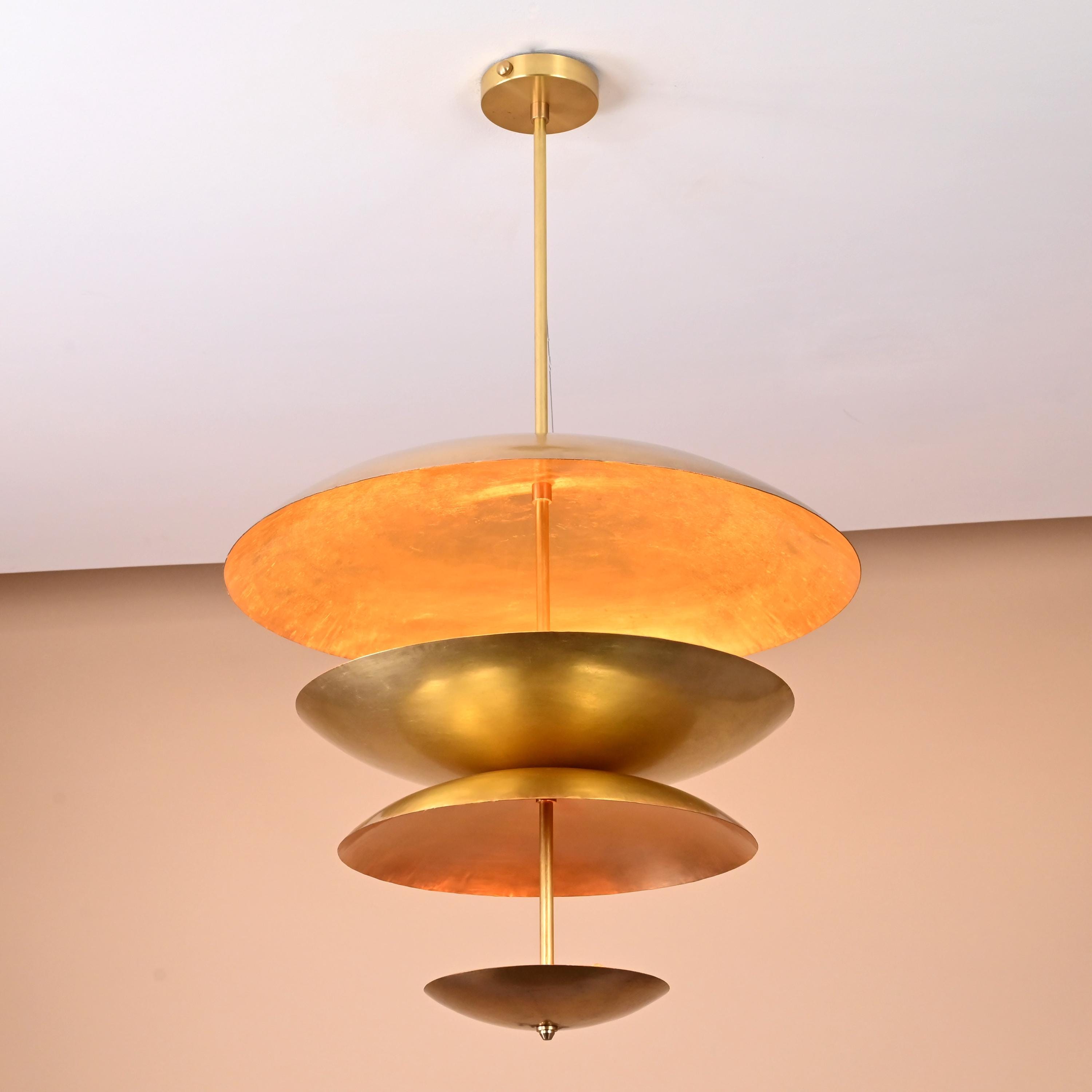 8 Lights Raw Brass Disc Ceiling Light Fountain Chandelier Raw Brass ...