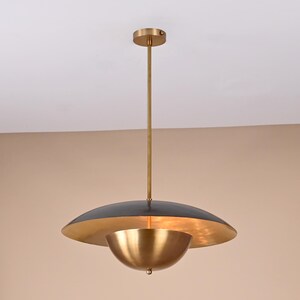 3 Lights Raw Brass Disc Ceiling Lamp Mid Century Modern Chandelier ...