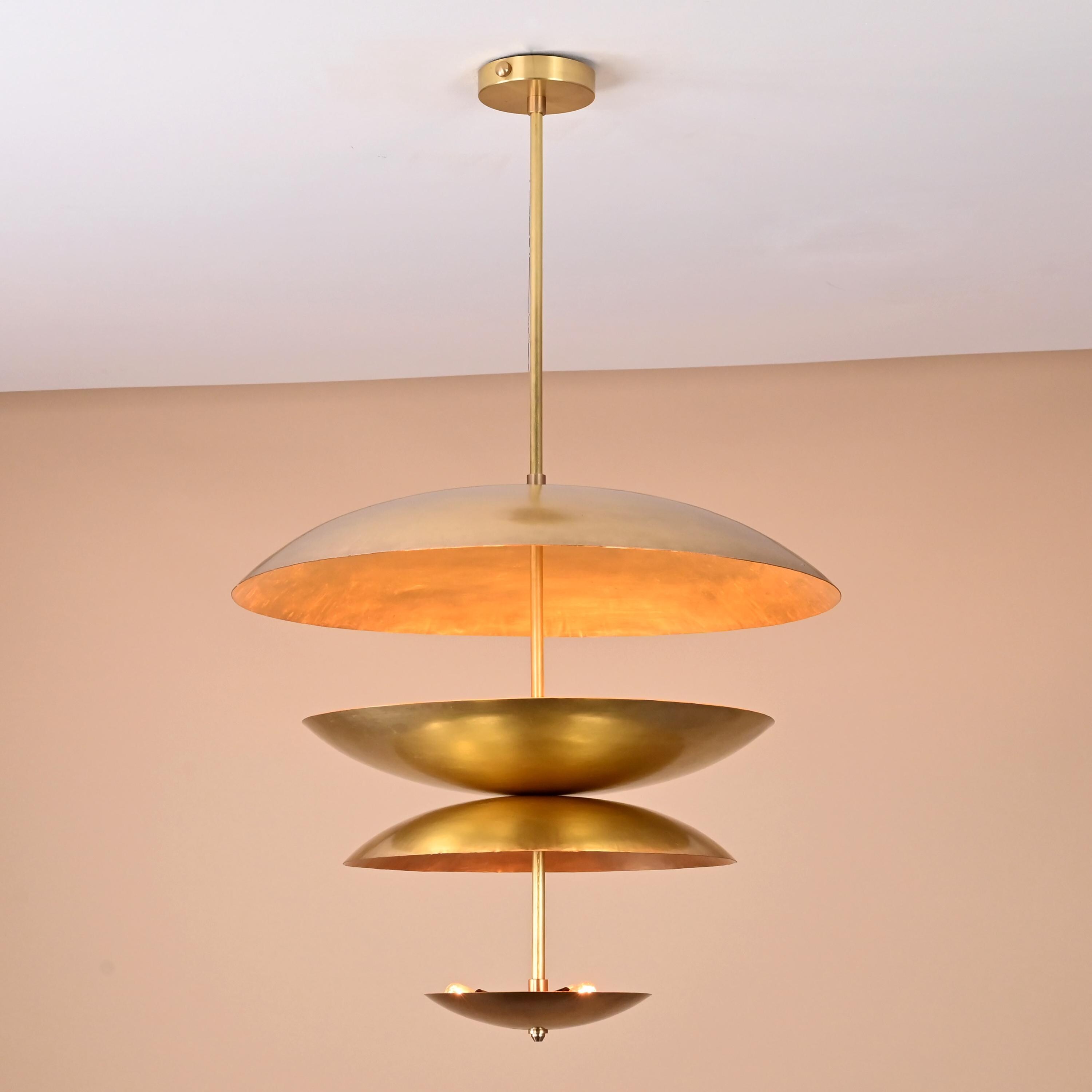 8 Lights Raw Brass Disc Ceiling Light Fountain Chandelier Raw Brass ...