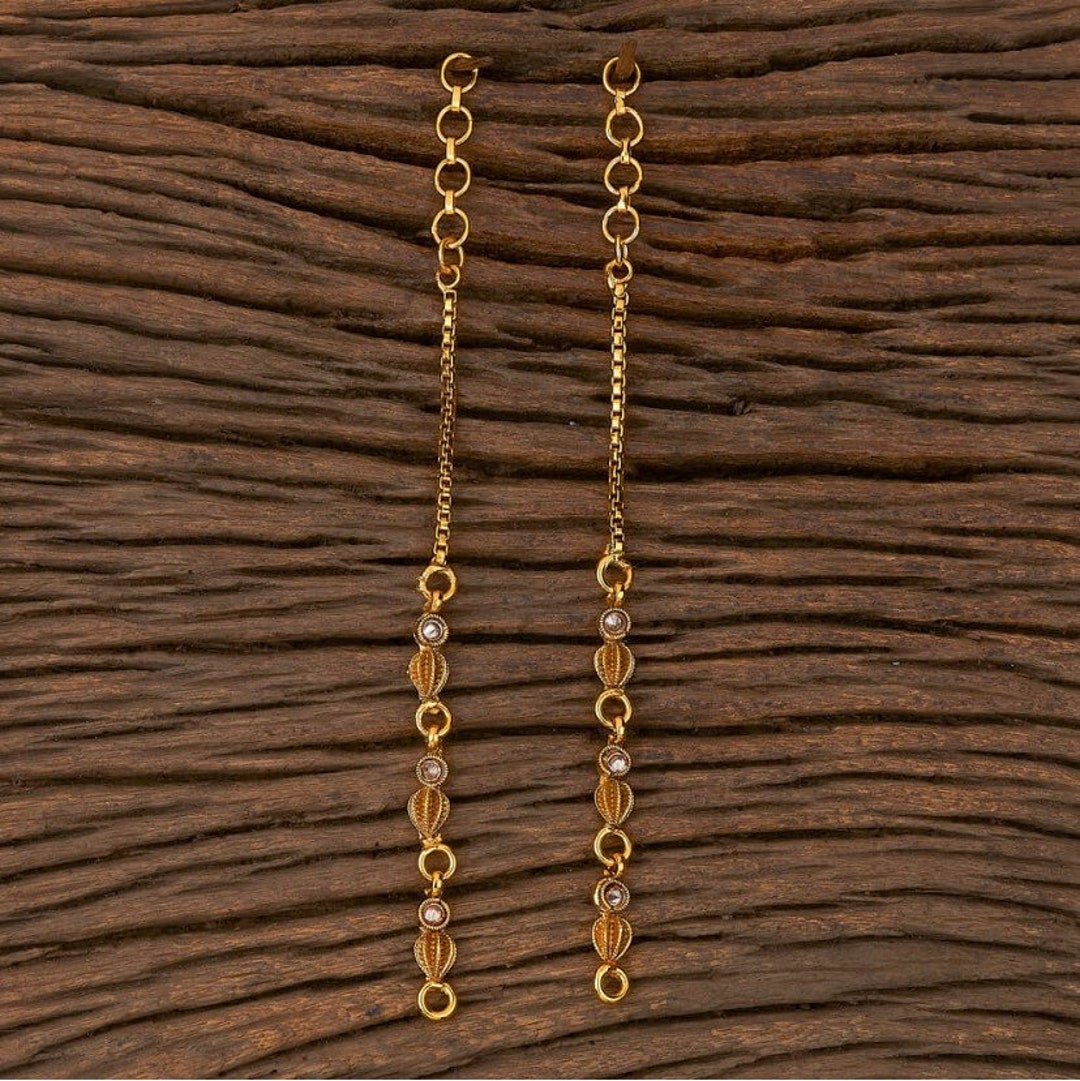 Gold Kundan Ear Chain /ear Support Chain/pakistani Earrings/bollywood ...
