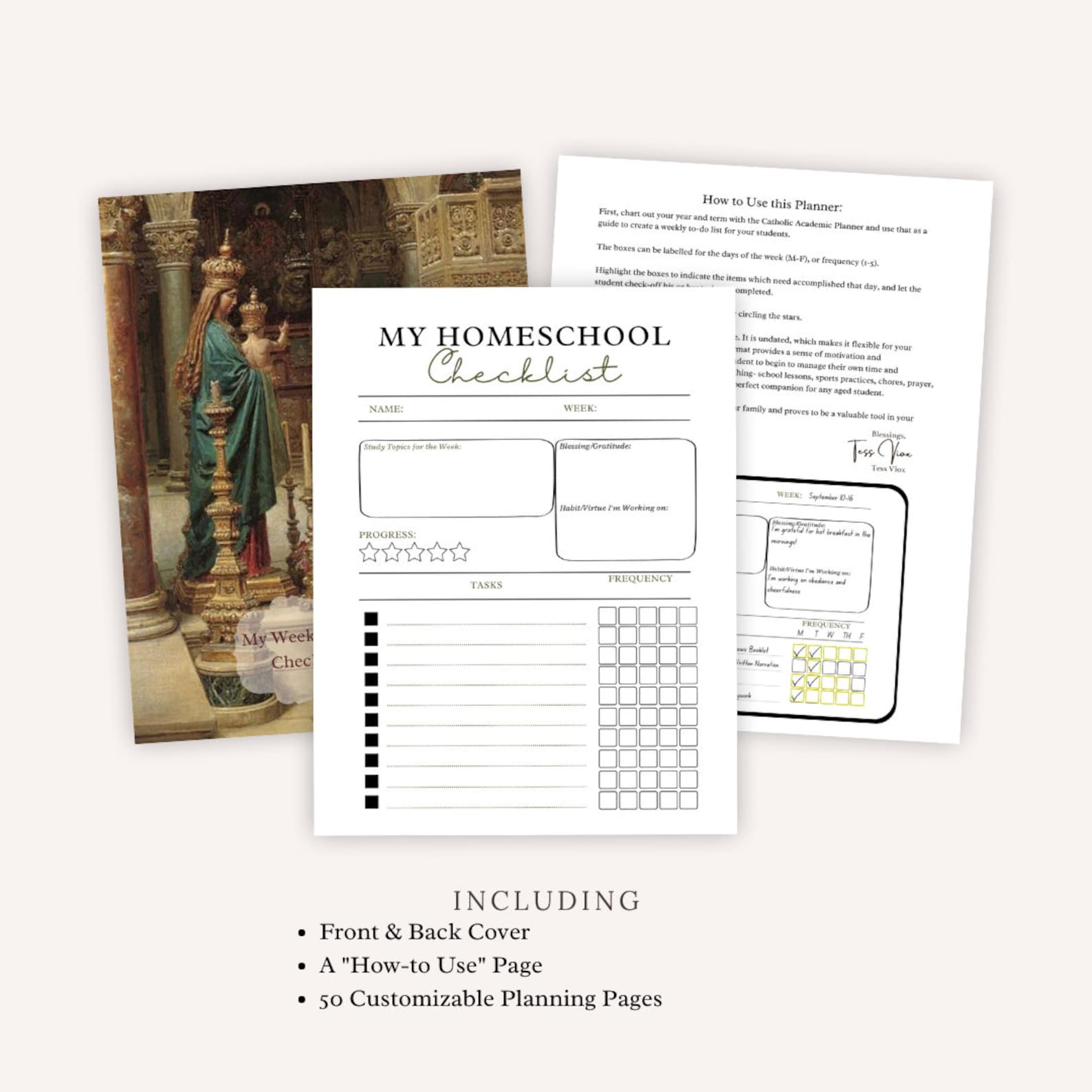 Homeschool Student Planner: Undated Weekly Checklist, Catholic Art ...
