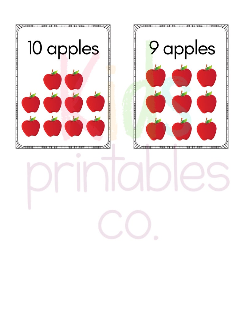 Apple Counting Cards 1 to 10 | Etsy