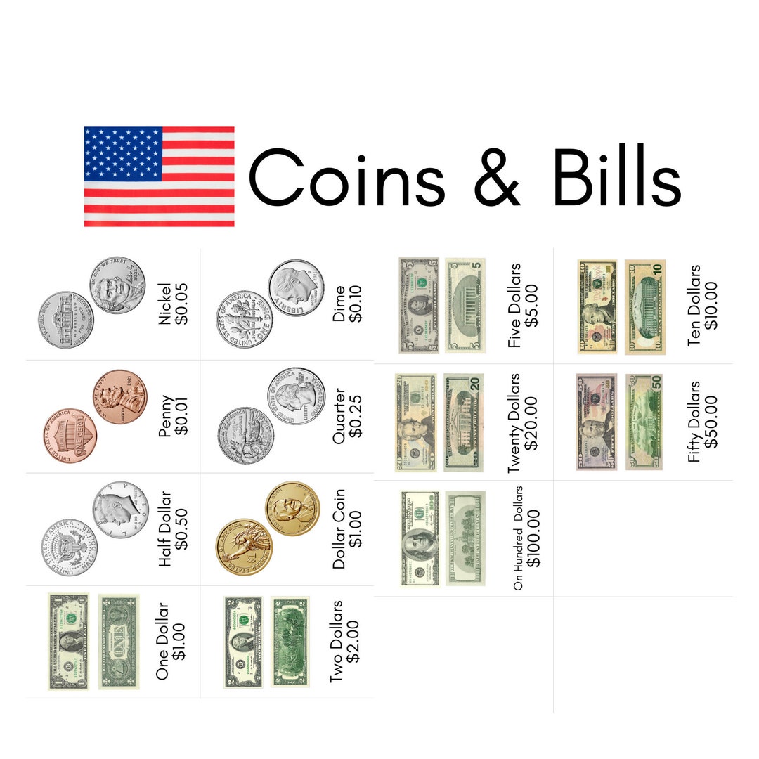 USA Coins & Bills Identification Cards - Etsy