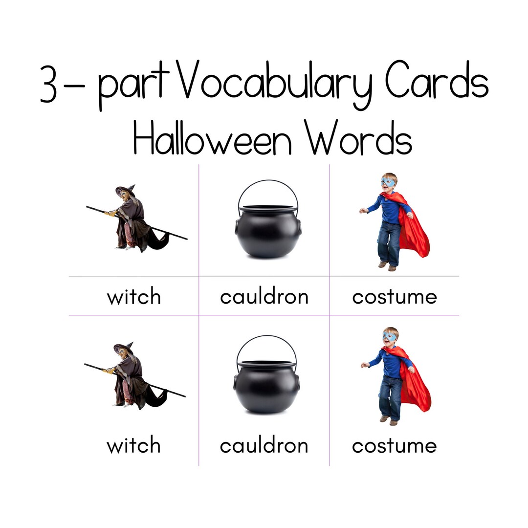 3-part Montessori Vocabulary Cards - Halloween Words - Etsy