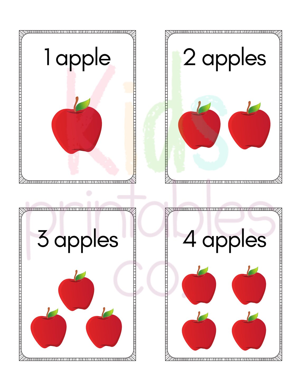 Apple Counting Cards 1 to 10 | Etsy