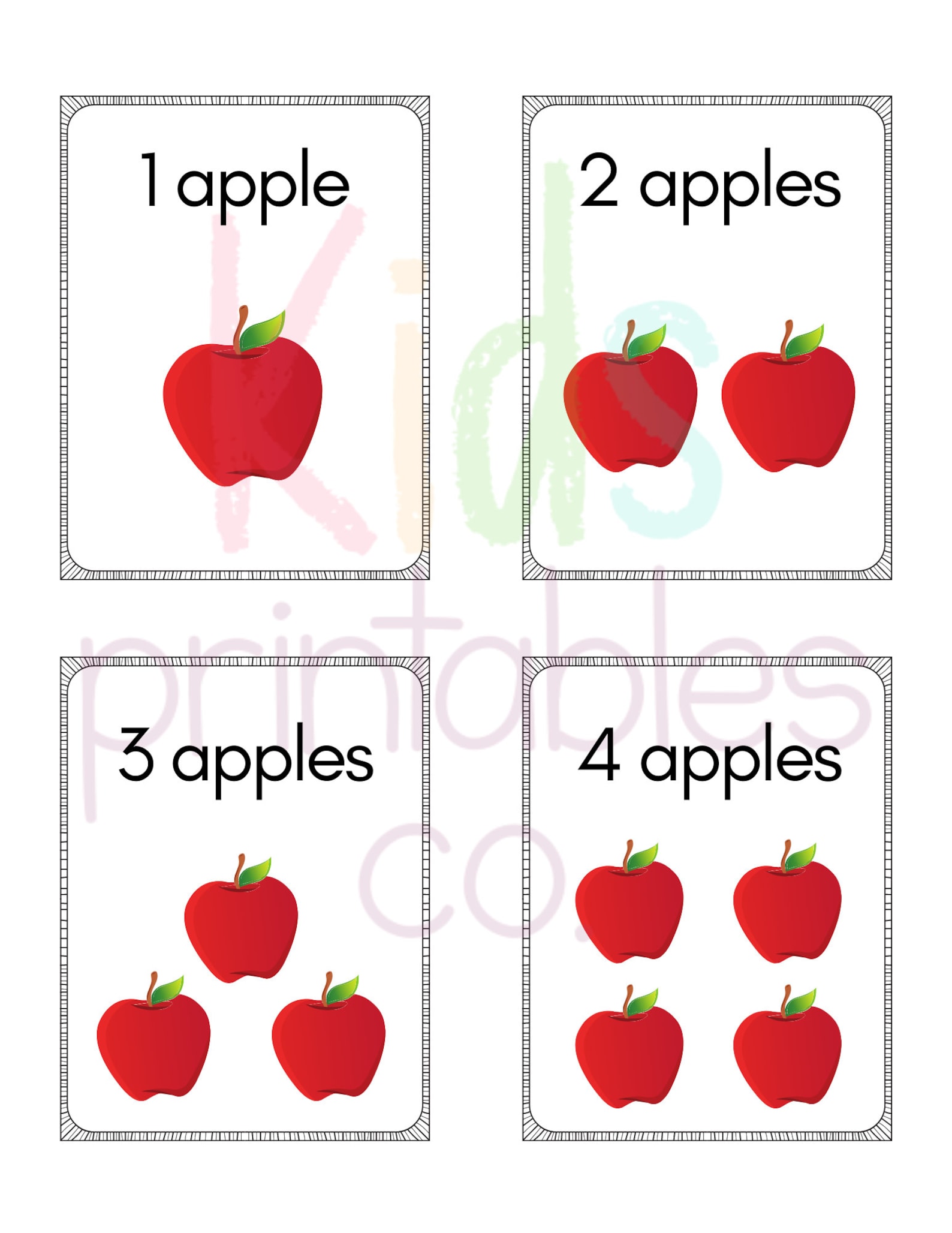 Apple Counting Cards 1 to 10 | Etsy