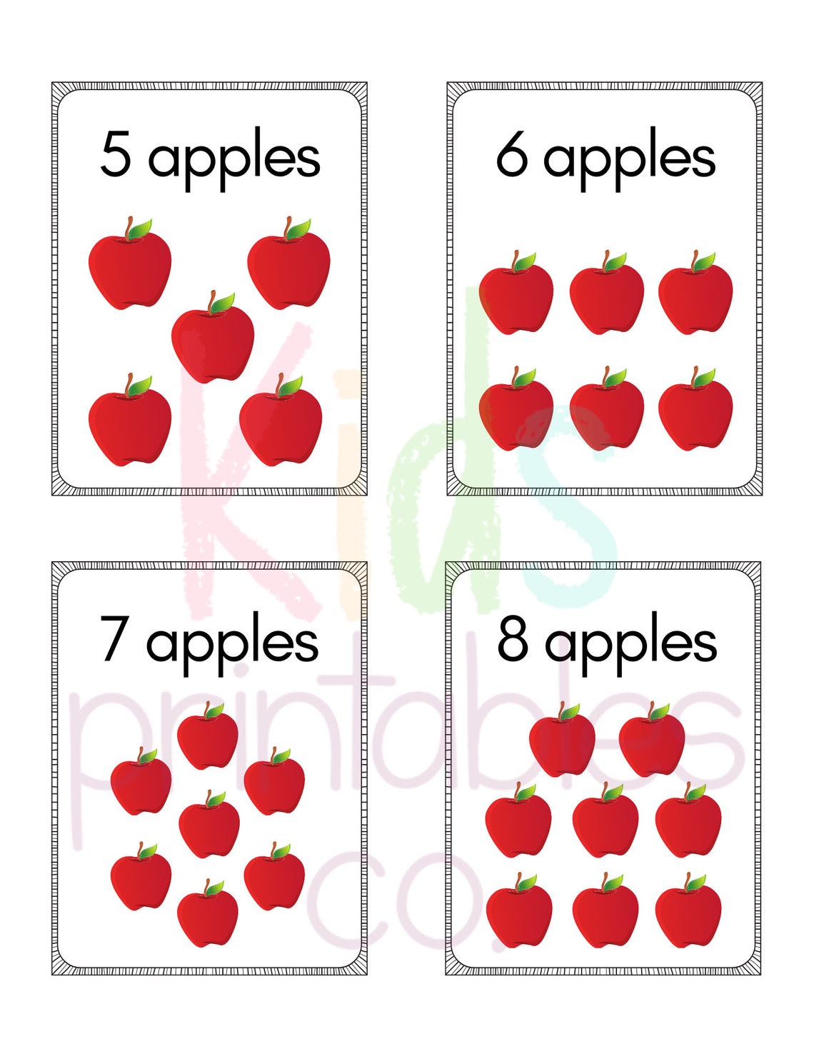 Apple Counting Cards 1 to 10 | Etsy
