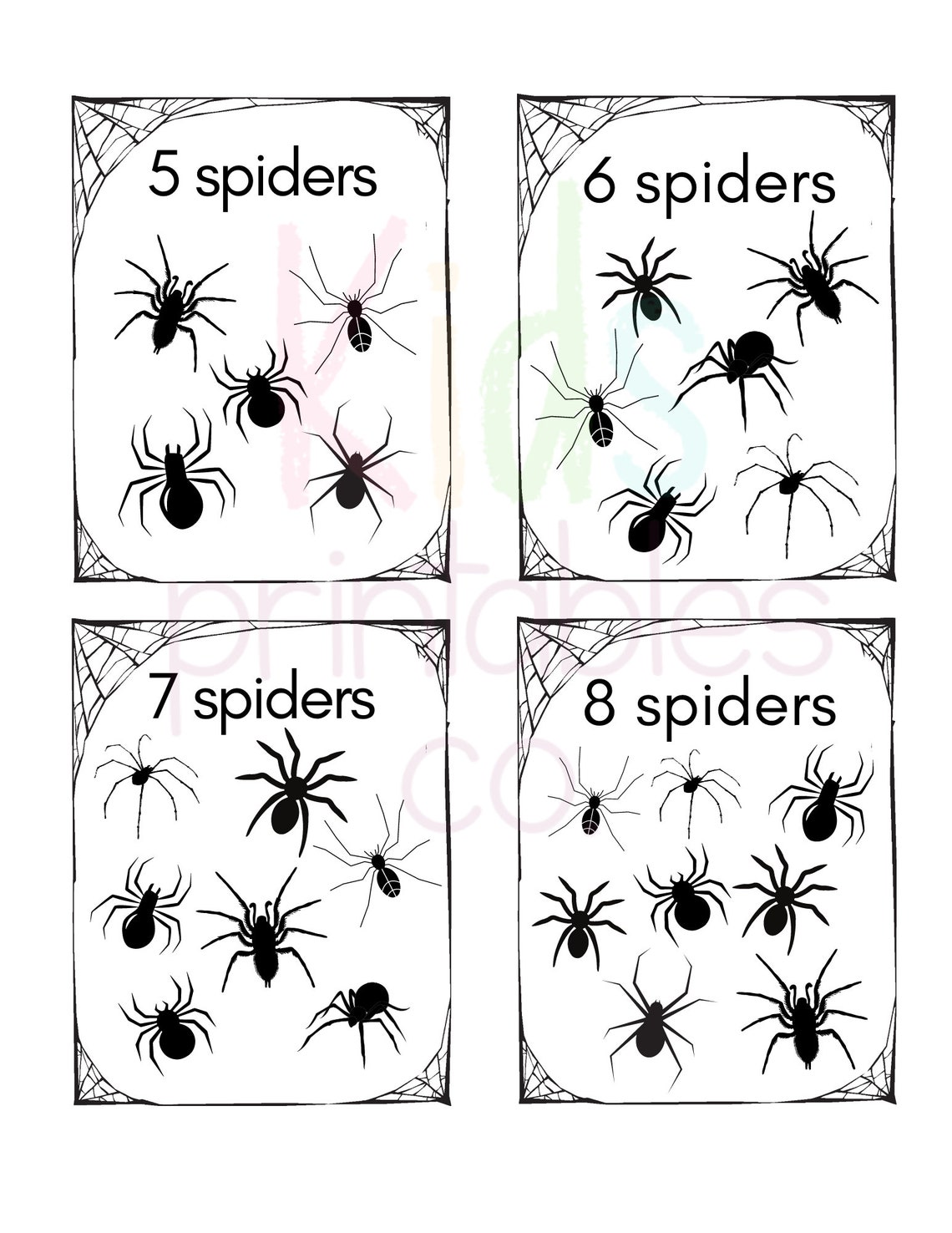 Spider Numbers Cards 1-10 Realistic | Etsy