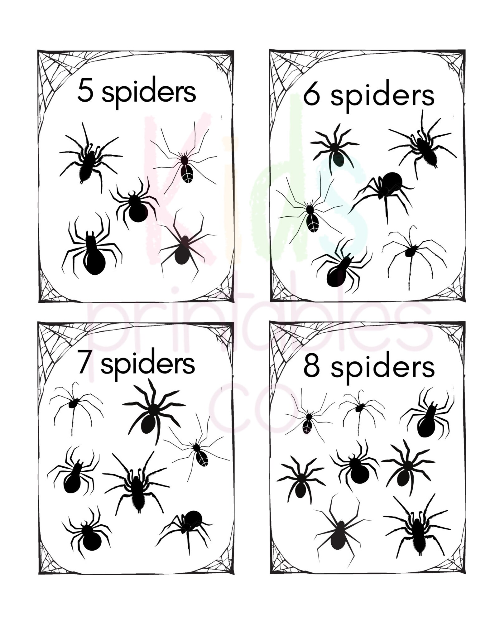Spider Numbers Cards 1-10 realistic - Etsy