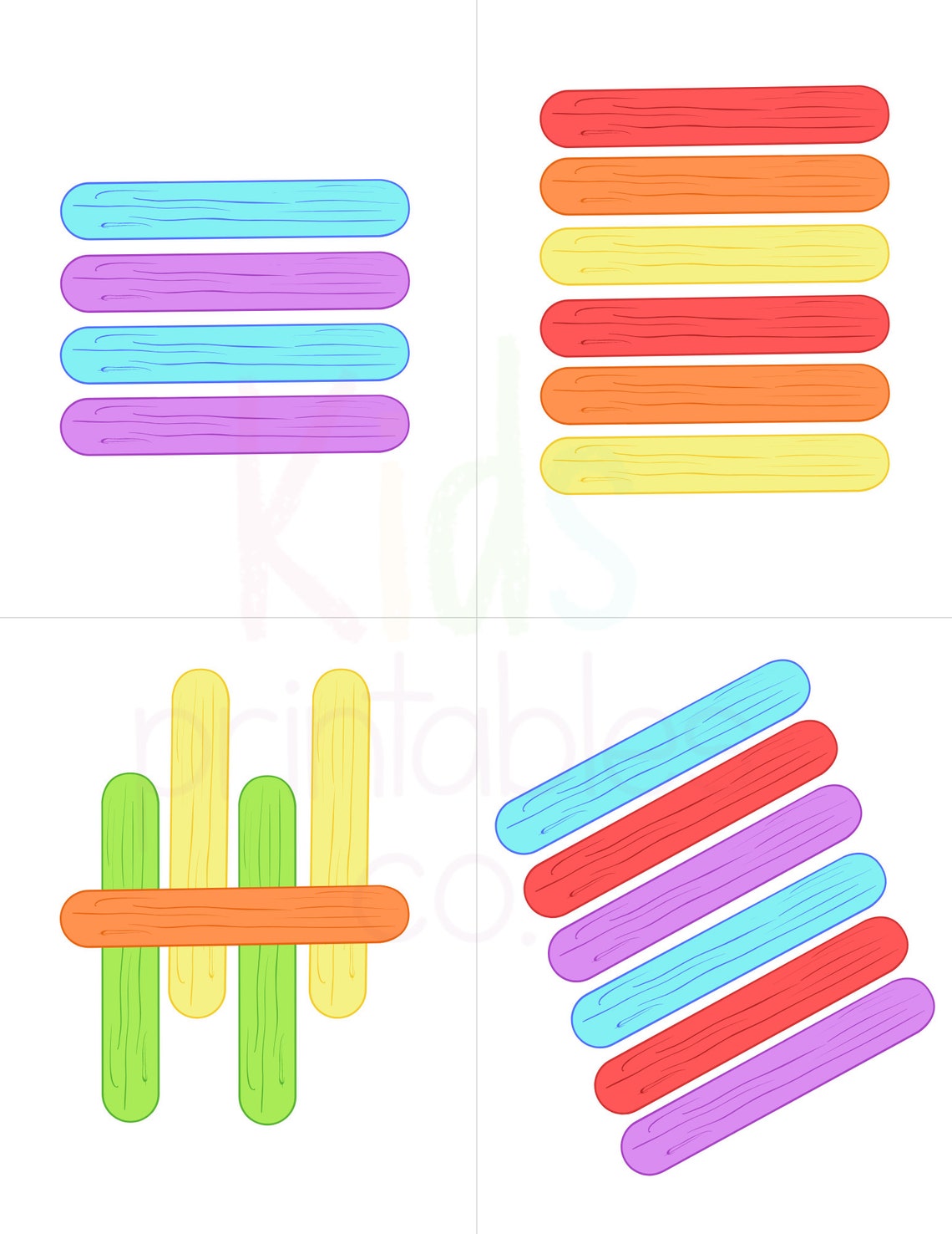 Busy Bag Craft Stick Patterns Colour Recognition Patterns | Etsy