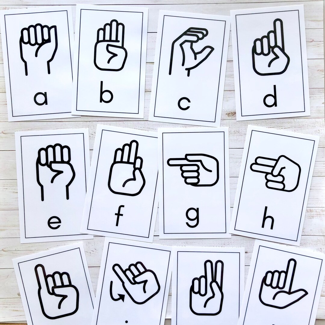 ASL Black & White Flash Cards - Digital Download - Etsy