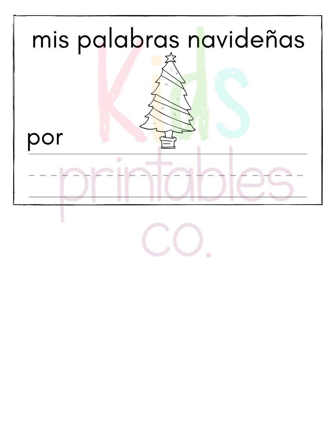 SPANISH - Printing Workbook - Christmas Words, Preschool Writing ...
