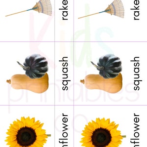 3-part Montessori Vocabulary Cards - Autumn Words - Etsy Canada