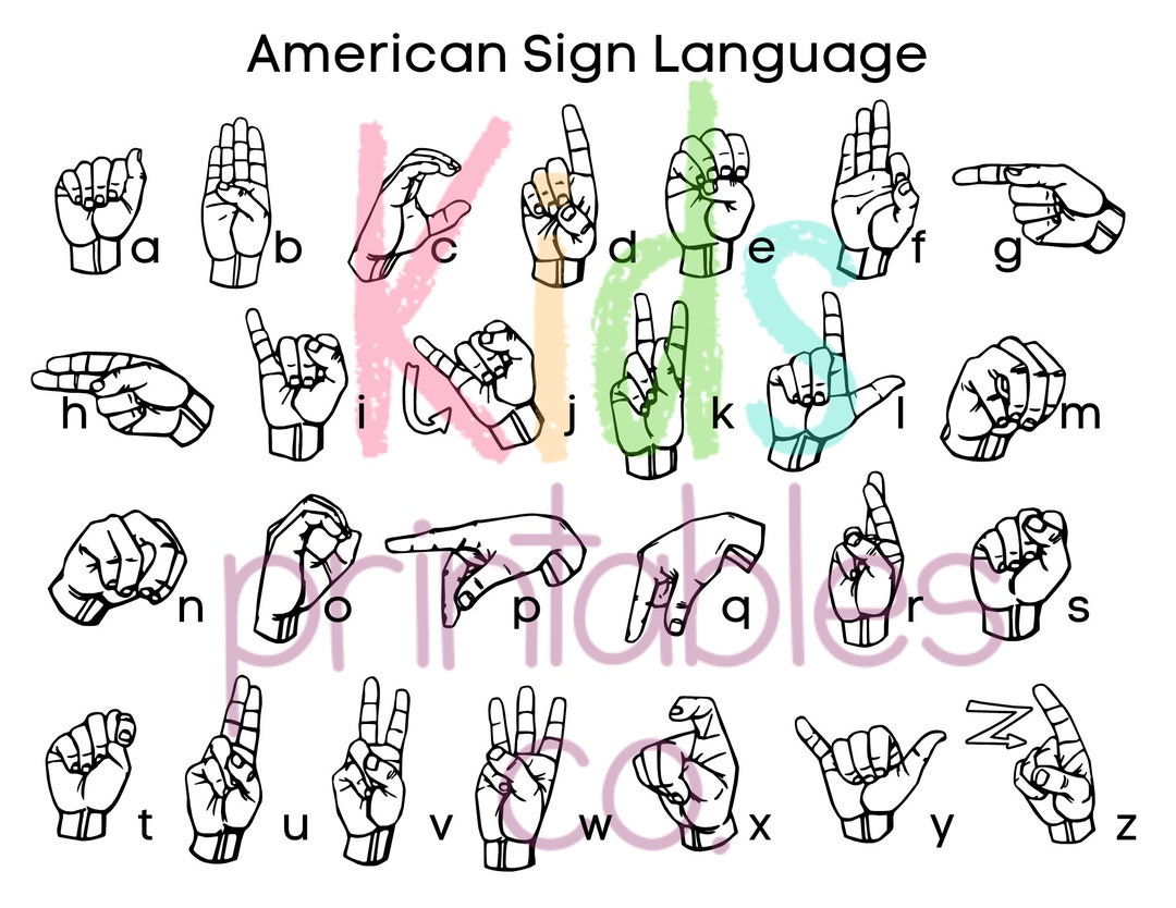 American Sign Language Colouring Page - Etsy