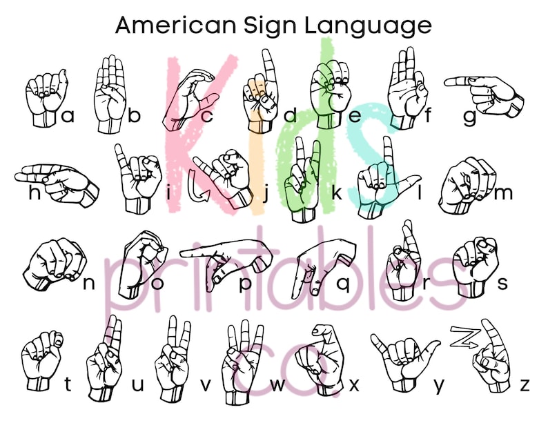 American Sign Language Colouring Page - Etsy