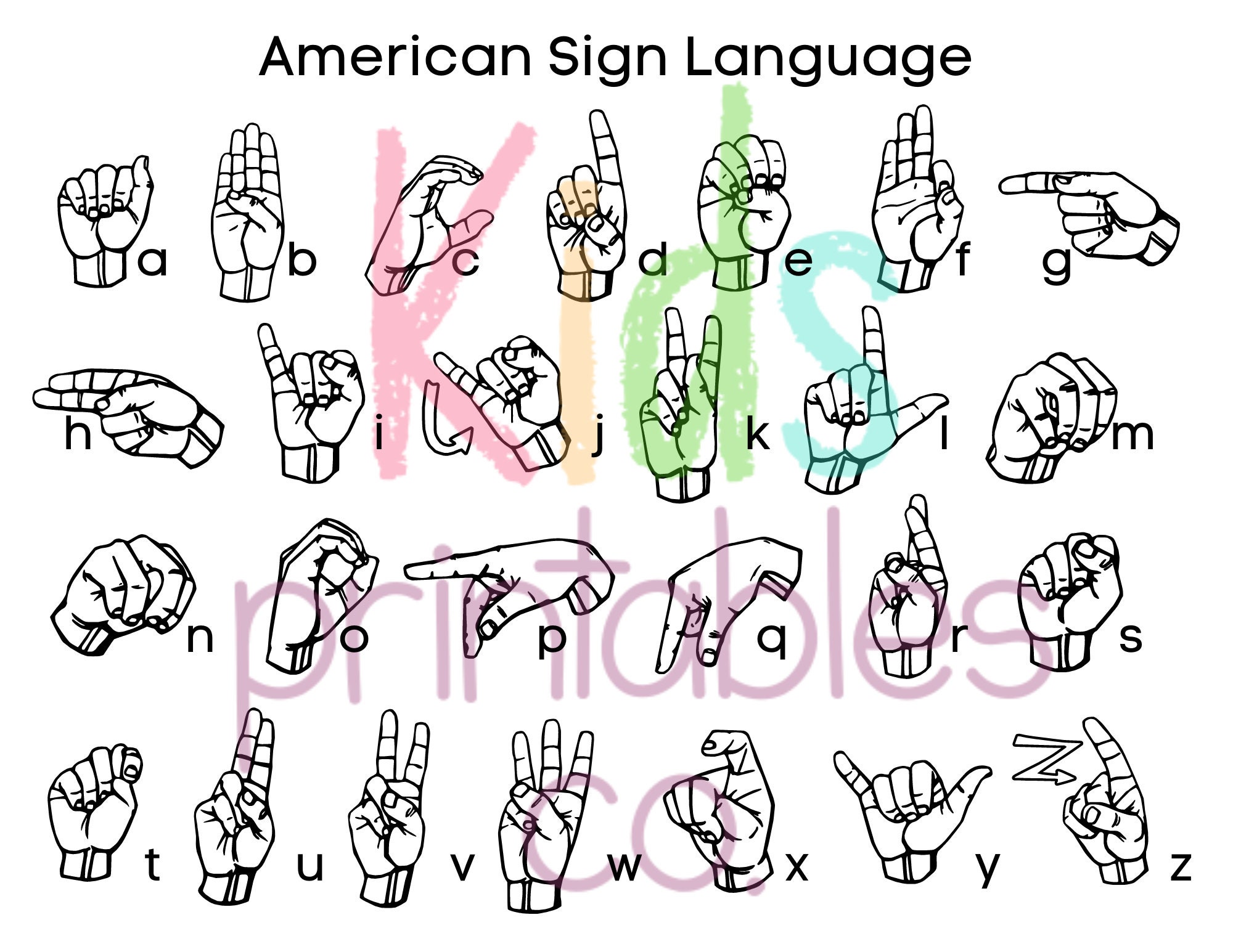 American Sign Language Colouring Page - Etsy