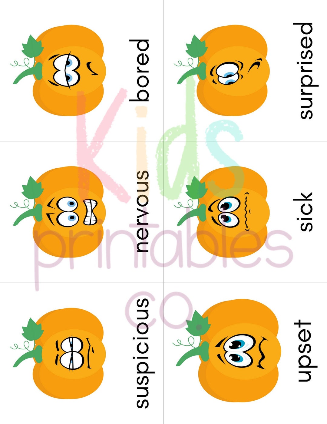 Pumpkin Emotions Cards - Etsy