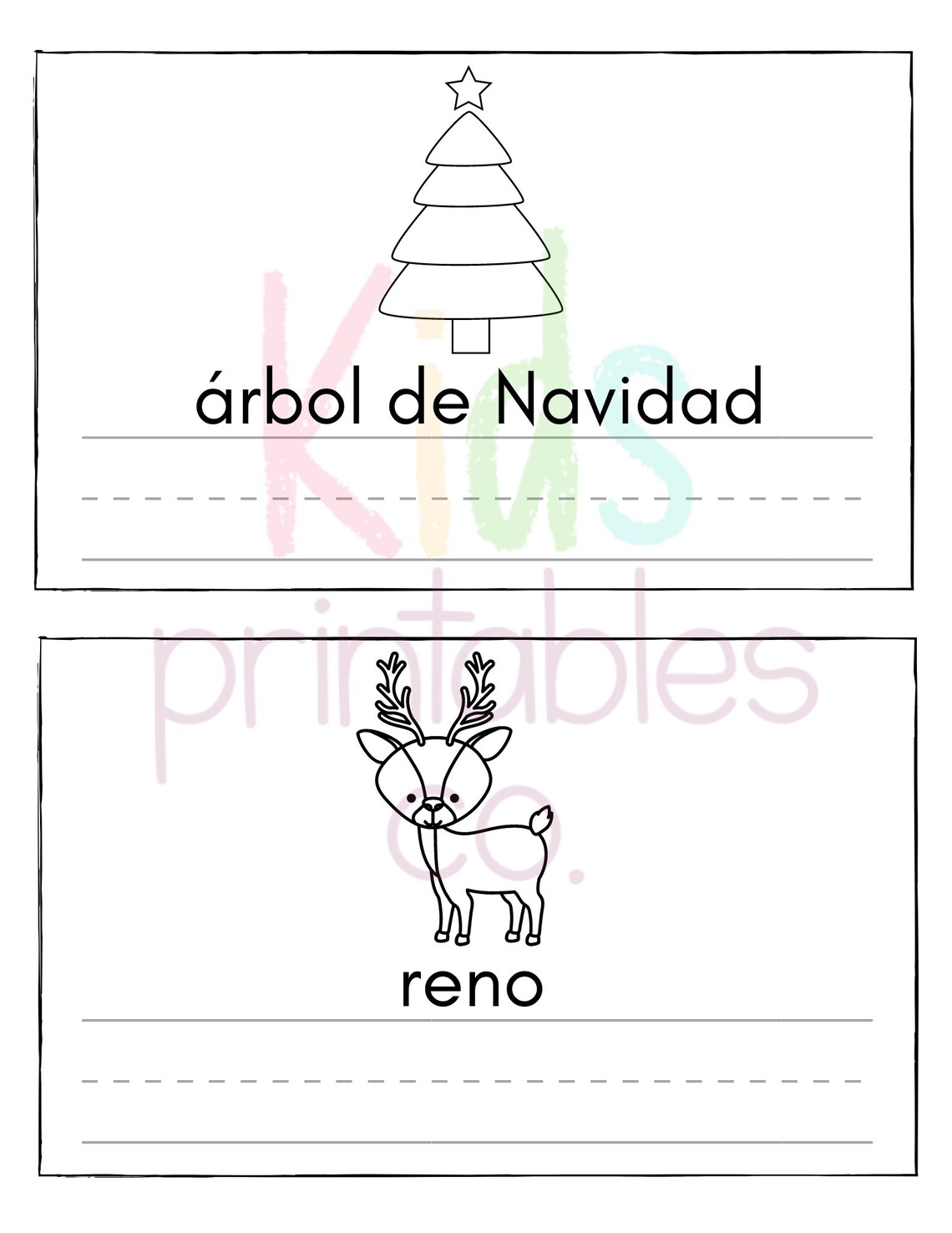 SPANISH - Printing Workbook - Christmas Words, Preschool Writing ...