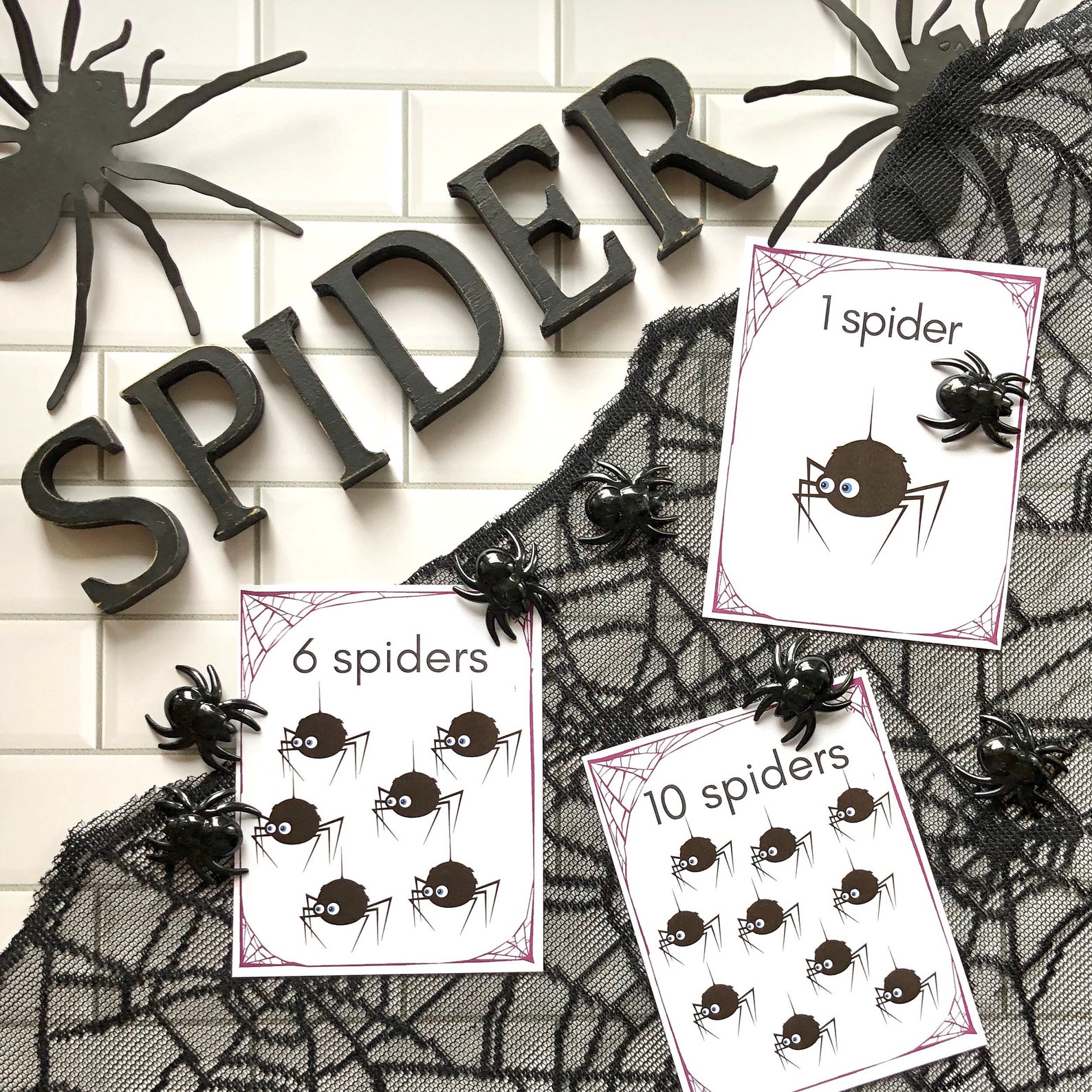 Spider Numbers Cards 1-10 cute - Etsy