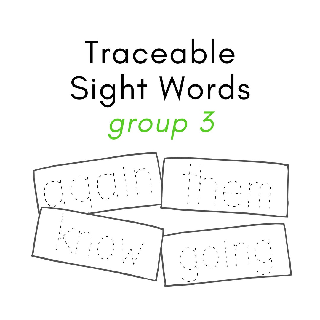 Sight Word Tracing Cards - Group 3 - Etsy